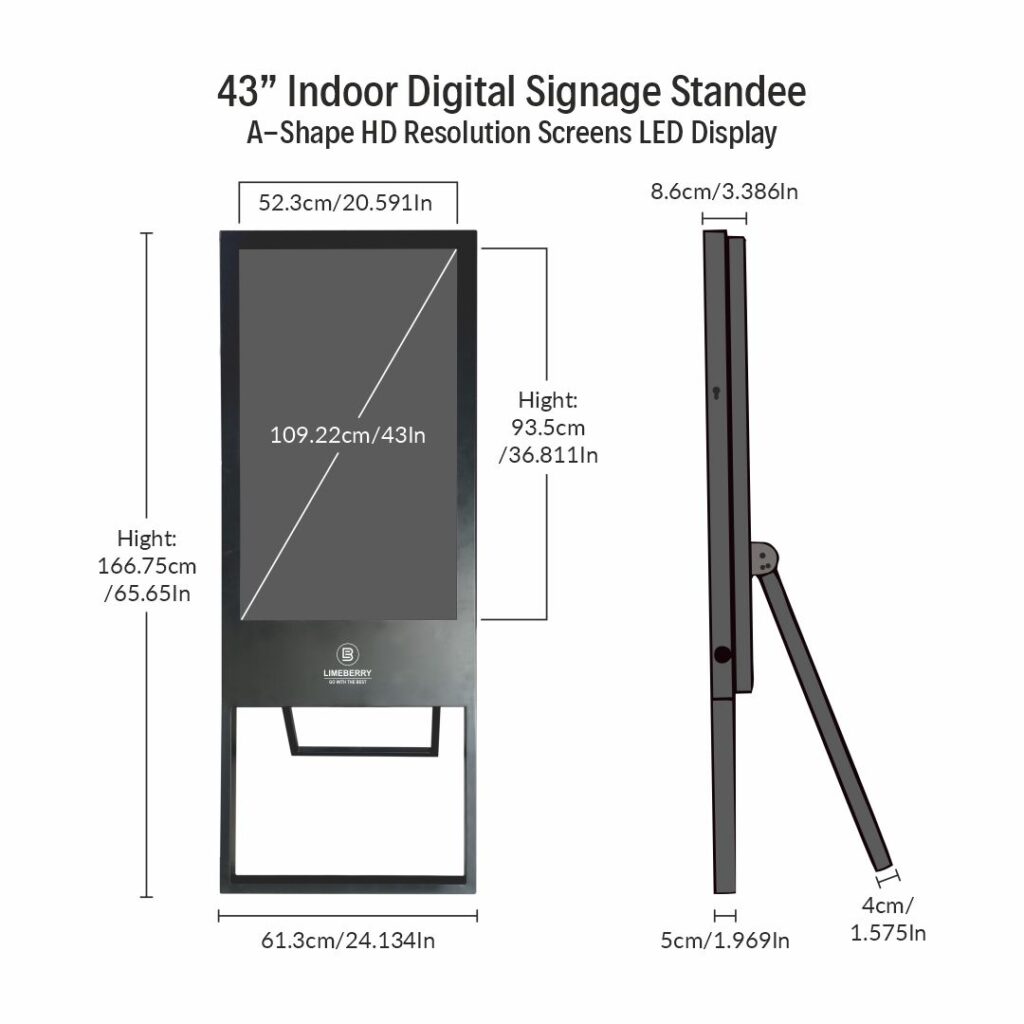 43 Inch Indoor Digital Standee A-Shape Full HD Resolution Screens Led ...